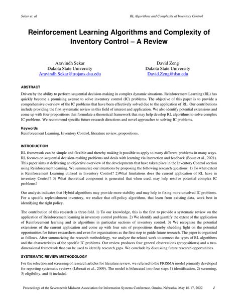 pdf reinforcement learning algorithms and complexity of inventory control a review