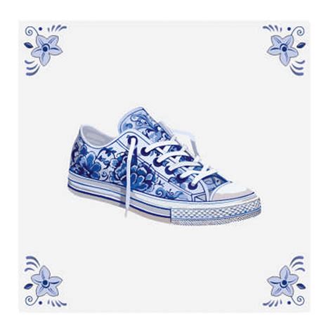 Delfts Blauw Tegeltje Schoen Design Klompjes