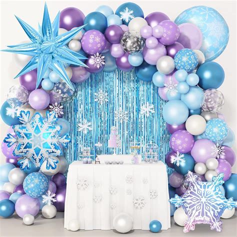 Snowflake Balloon Garland Arch Kit Winter Onederland Blue Etsy