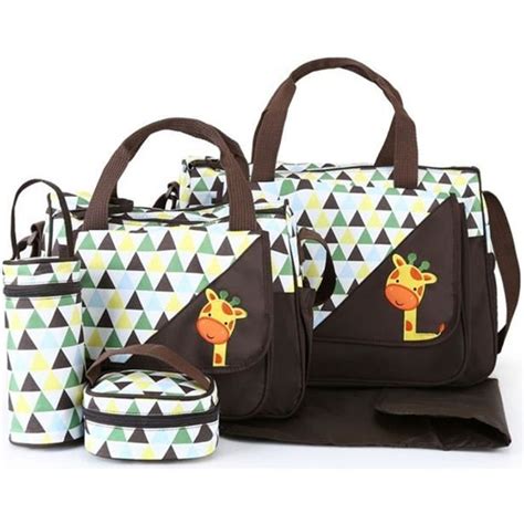 Set de 5pcs Sac à Main Langer Bébé Maman pour Promenade Voyage marron