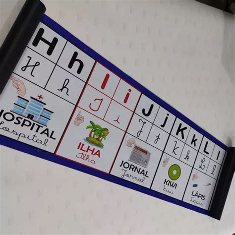 Faixa Banner Alfabeto Ilustrado 4 Tips Letras Bastão Cursiva R 115 em