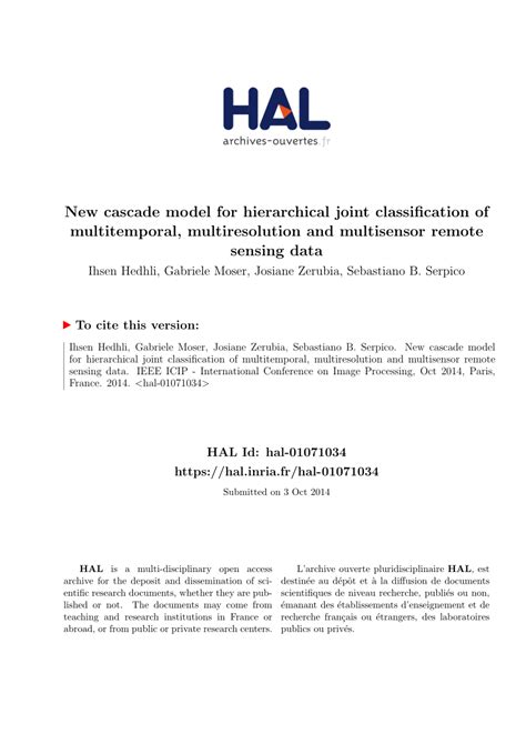 pdf new cascade model for hierarchical joint classification of multisensor and multiresolution