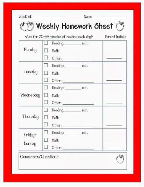 Adding Th Grade Homework Agenda Template Photo With Th Grade