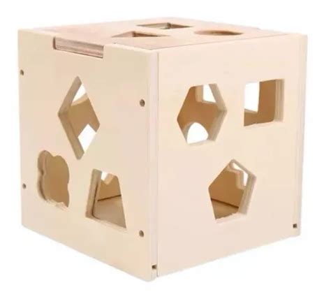 Juego Madera Montessori Cubo Encajar Figuras Geom Tricas Mebuscar