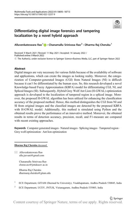 differentiating digital image forensics and tampering localization by a novel hybrid approach