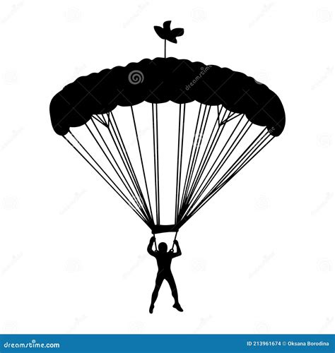 Paracaidista En Vuelo Vector Silueta Ilustración Aislado Sobre Fondo
