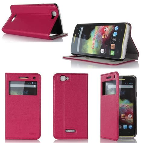 Etui Wiko Rainbow rose avec fenêtre Housse coque Cdiscount Téléphonie