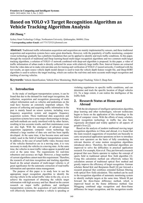 pdf based on yolo v3 target recognition algorithm as vehicle tracking algorithm analysis