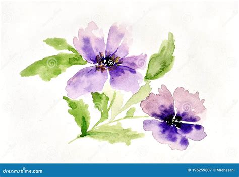 Watercolor Painting Of Purple Flower Stock Illustration Illustration