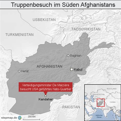 StepMap Truppenbesuch im Süden Afghanistans Landkarte für Afghanistan