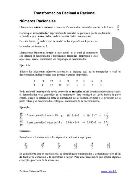 Transformación Decimal a Racional Números Racionales