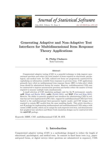 pdf generating adaptive and non adaptive test interfaces for multidimensional item response