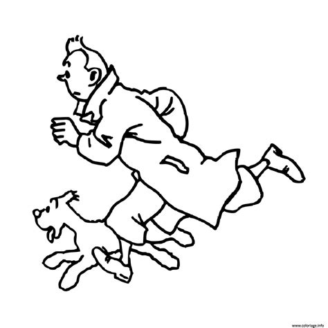 Coloriage Tintin Milou Courent Tres Vite JeColorie