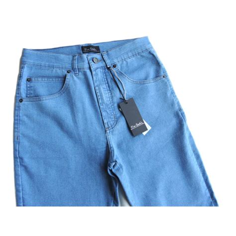 Calça Jeans Pierre Cardin Masculina Tradicional Elastano Azul Claro