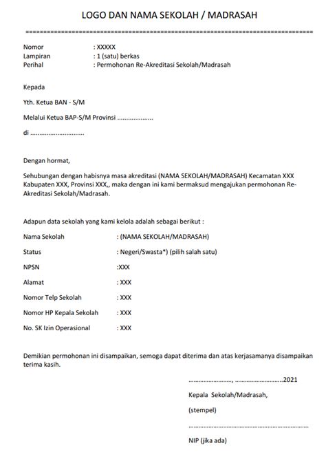 Detail Contoh Surat Permohonan Akreditasi Sekolah Koleksi Nomer