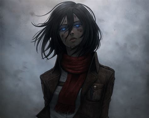 Mikasa Ackerman Anime 1080p Blue Eyes Attack On Titan Black Hair Hd Wallpaper