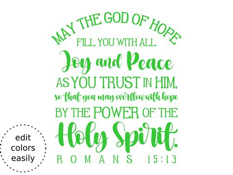 Romans 15 13 May The God Of Hope Fill You With All Joy Bible Etsy