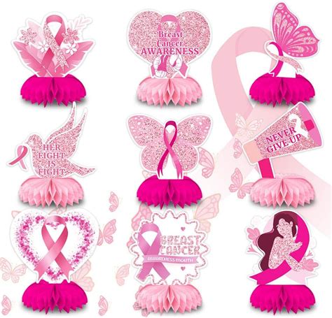 Amazon ALIBBON 9 Pcs Breast Cancer Awareness Honeycomb