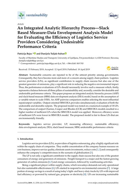 pdf an integrated analytic hierarchy process slack based measure data envelopment analysis
