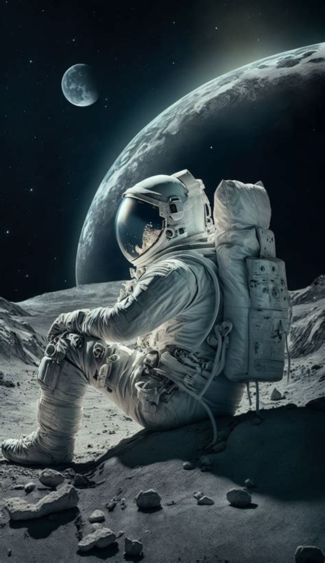An Astronaut Sitting On The Moon With His Feet Up
