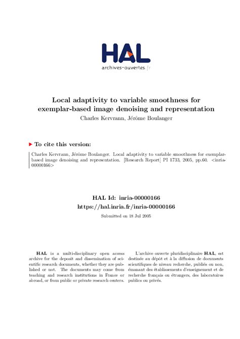 pdf local adaptivity to variable smoothness for exemplar based image regularization and