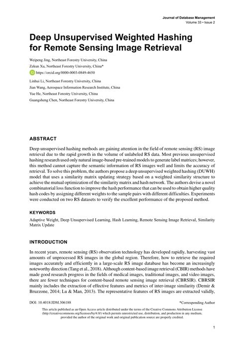 pdf deep unsupervised weighted hashing for remote sensing image retrieval
