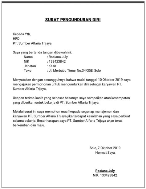 Surat Pengunduran Diri Pengertian Cara Buat Dan Contohnya