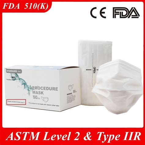 White List Bfe 98 ASTM F2100 Level 2 Surgical Masks With SGS Ce And