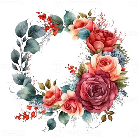Aquarell Kranz Clipart Blumenkranz Png Floral Kranz Clipart Etsy