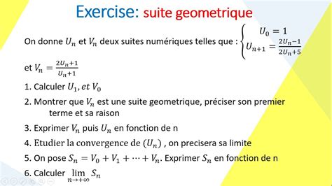 Démontrer qu une suite est géométrique et déterminer sa convergence