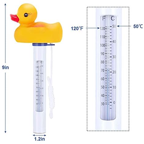 Grand thermomètre flottant pour piscine Facile à lire Avec ficelle