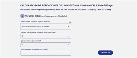 Calculadora De Retenciones Del Impuesto A Las Ganancias Rg Afip