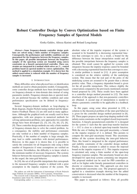 pdf robust controller design by convex optimization based on finite frequency samples of