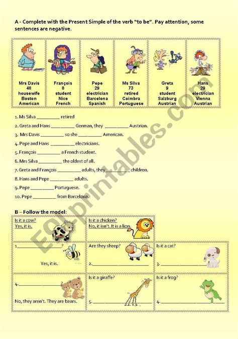 To Be Present Simple Aff Neg Inter And Short Form Answers