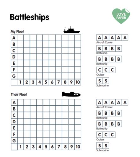 Battleship Paper Printable
