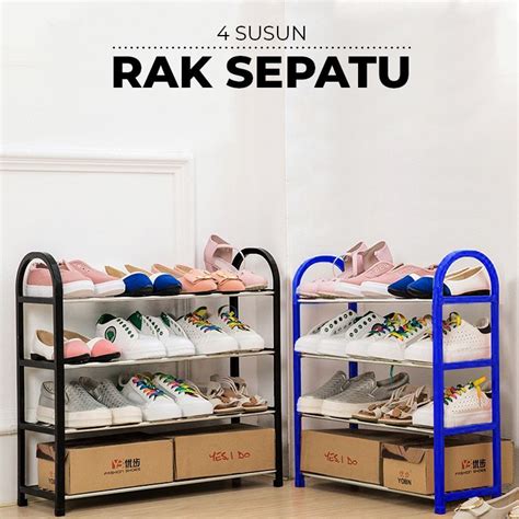 Jual Rak Sepatu Portable 4 Susun Stainless Steel Rak Sendal Rak Sepatu