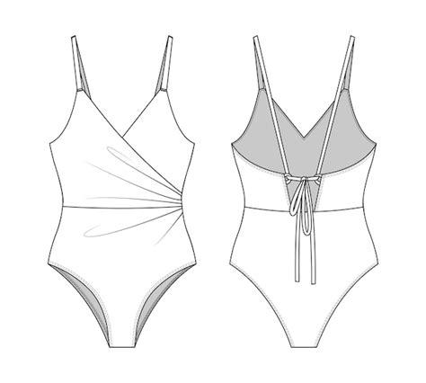 Desenho técnico de moda de maiô envoltório Vetor Premium