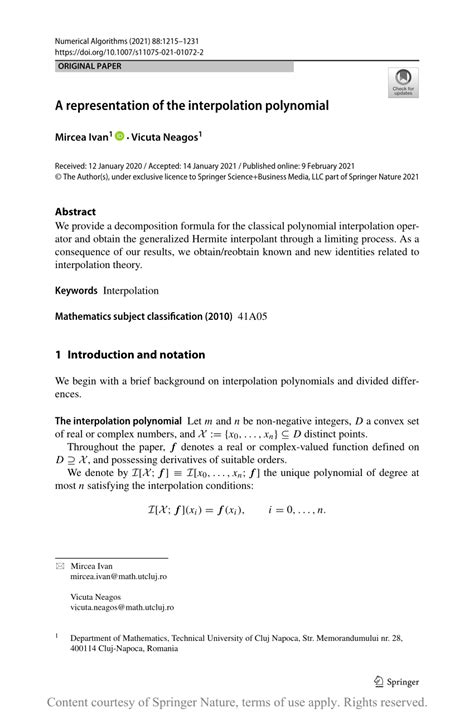 a representation of the interpolation polynomial request pdf