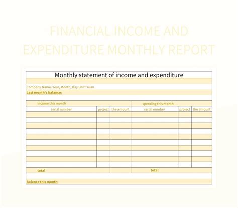 Free Financial Income And Expenditure Monthly Report Templates For