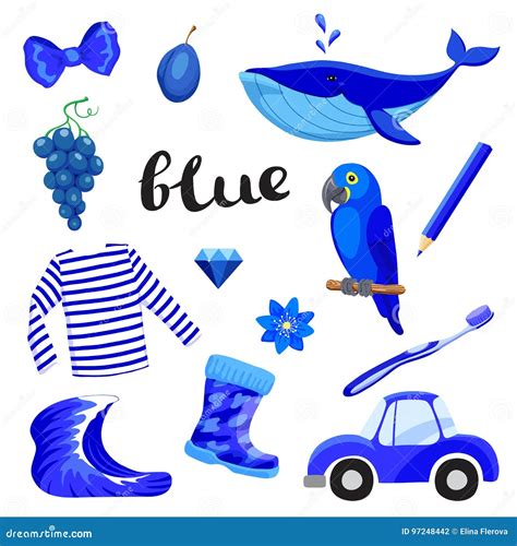 Blue Or Indigo Learn The Color Education Set Illustration Of Primary