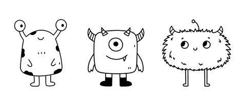 Set Of Cute And Funny Monsters Isolated On White Background Vector