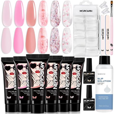 Amazon Morovan Poly Gel Nail Kit Pink Clear Colors Glitter Poly