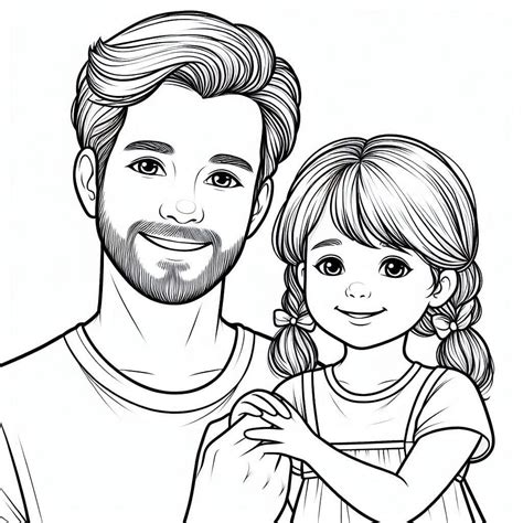 Desenhos de Pai e Filha Para Crianças para Colorir e Imprimir