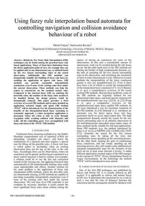 pdf using fuzzy rule interpolation based automata for controlling navigation and collision