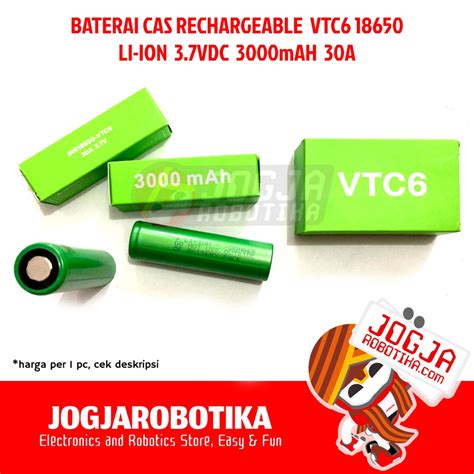 Jual BATERAI CAS RECHARGEABLE LI ION 18650 VTC6 3 7V 3000MAH 30A