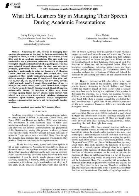 pdf what efl learners say in managing their speech during academic presentations
