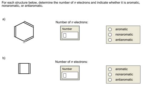 solved for each structure below determine the number of pi