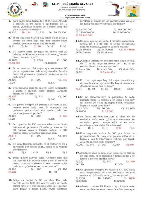 DOCX PROBLEMAS OPERACIONES COMBINADAS 1º SECUNDARIA 2013 DOKUMEN TIPS