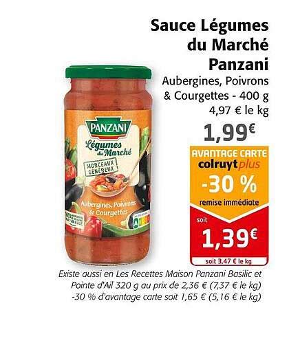 Promo Sauce Légumes Du Marché Panzani chez Colruyt iCatalogue fr