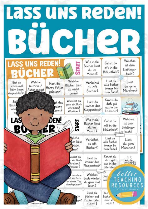 German Lets Talk About Books Board Game By Teach Simple
